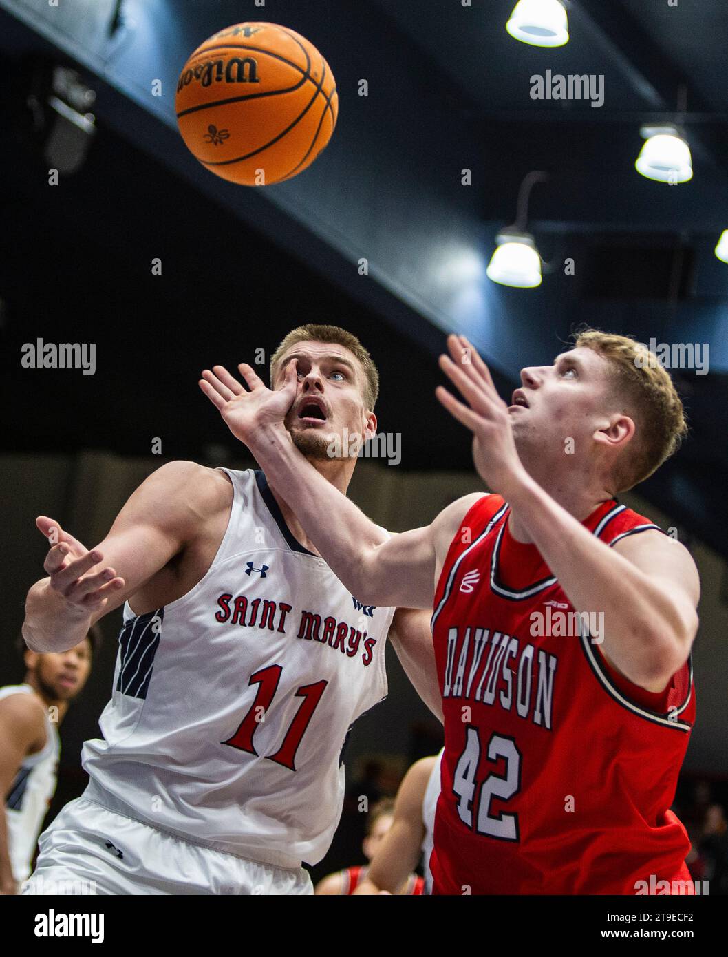November 24 2023 Moraga CA, U.S.A. Davidson Wildcats forward David ...