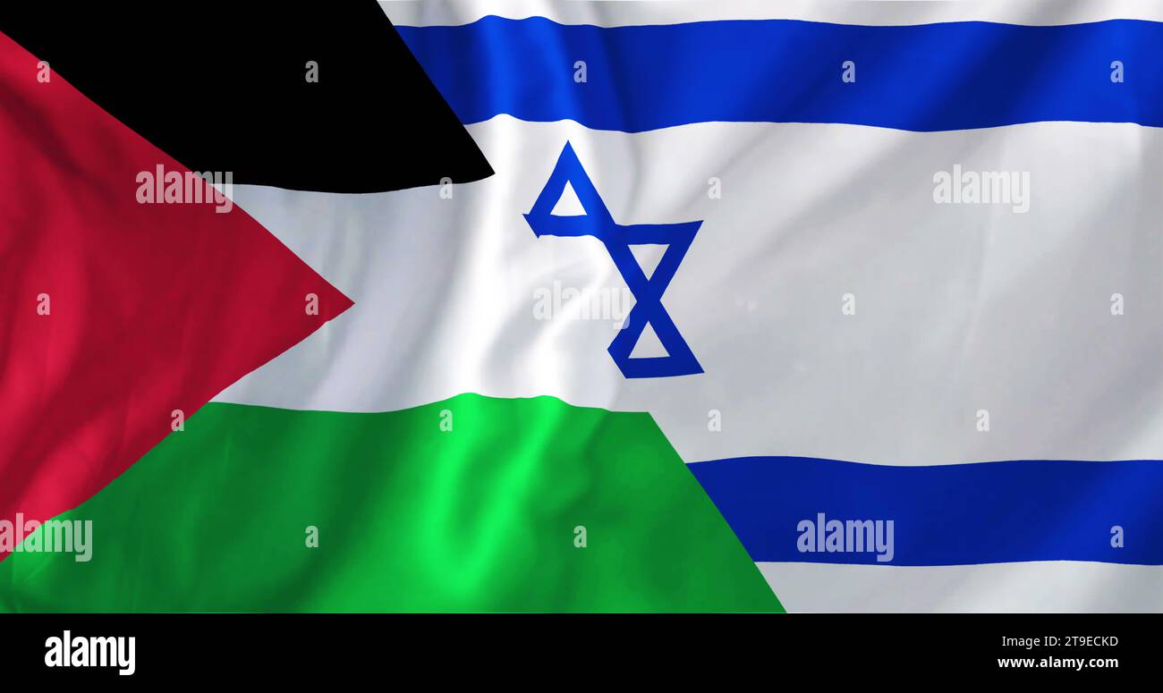 Image of flags of israel and palestine waving Stock Photo - Alamy