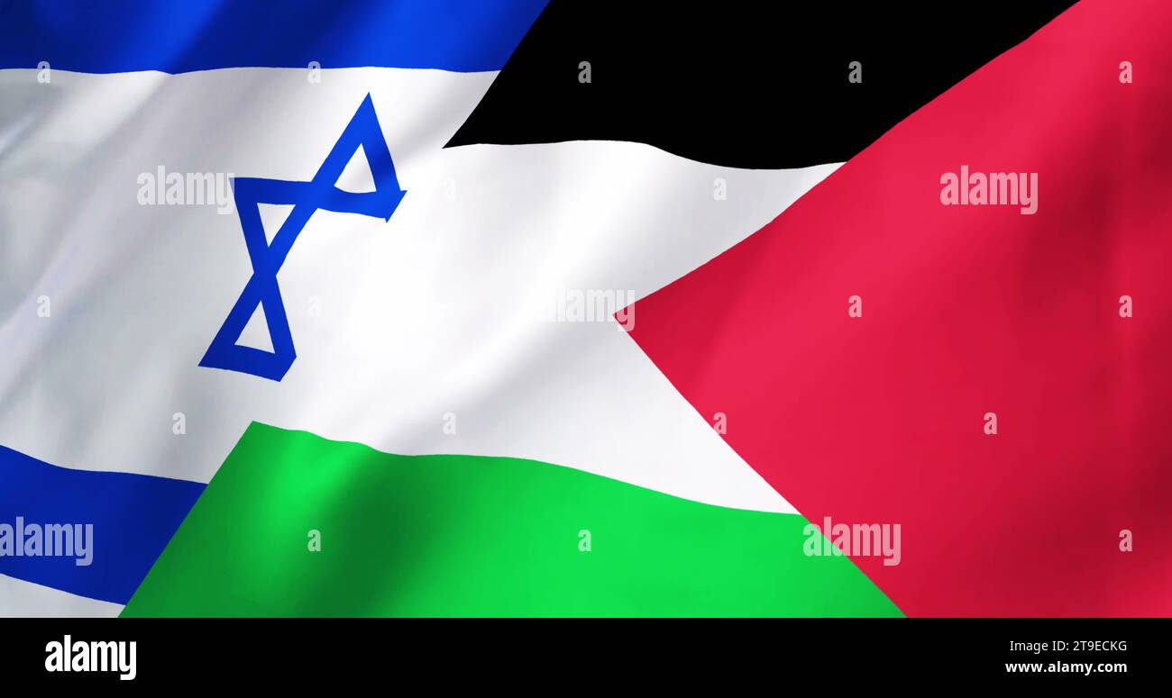 Image of flags of israel and palestine waving Stock Photo - Alamy