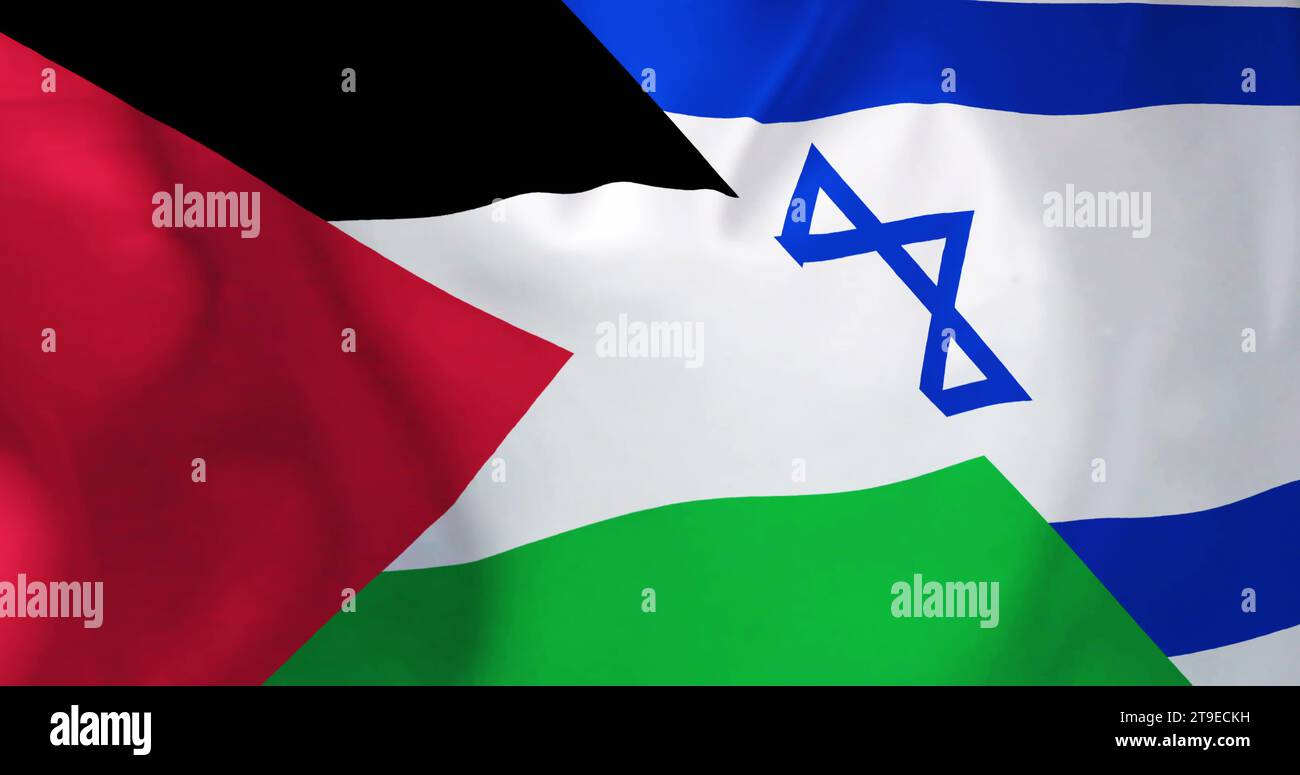 Image of flags of israel and palestine waving Stock Photo - Alamy