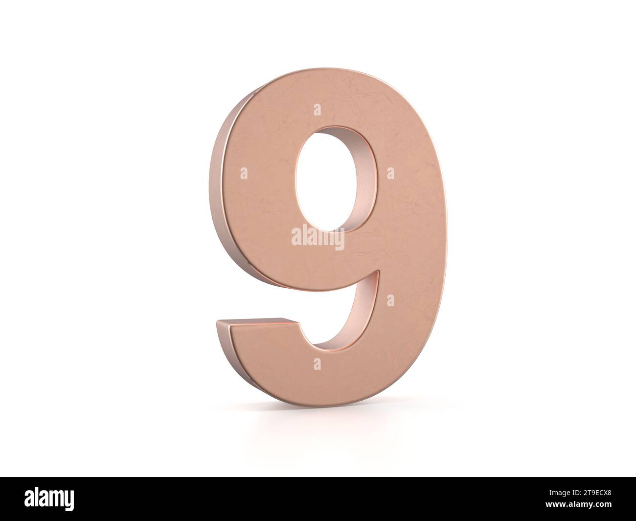 Cooper number nine on a white background. 3d illustration Stock Photo ...