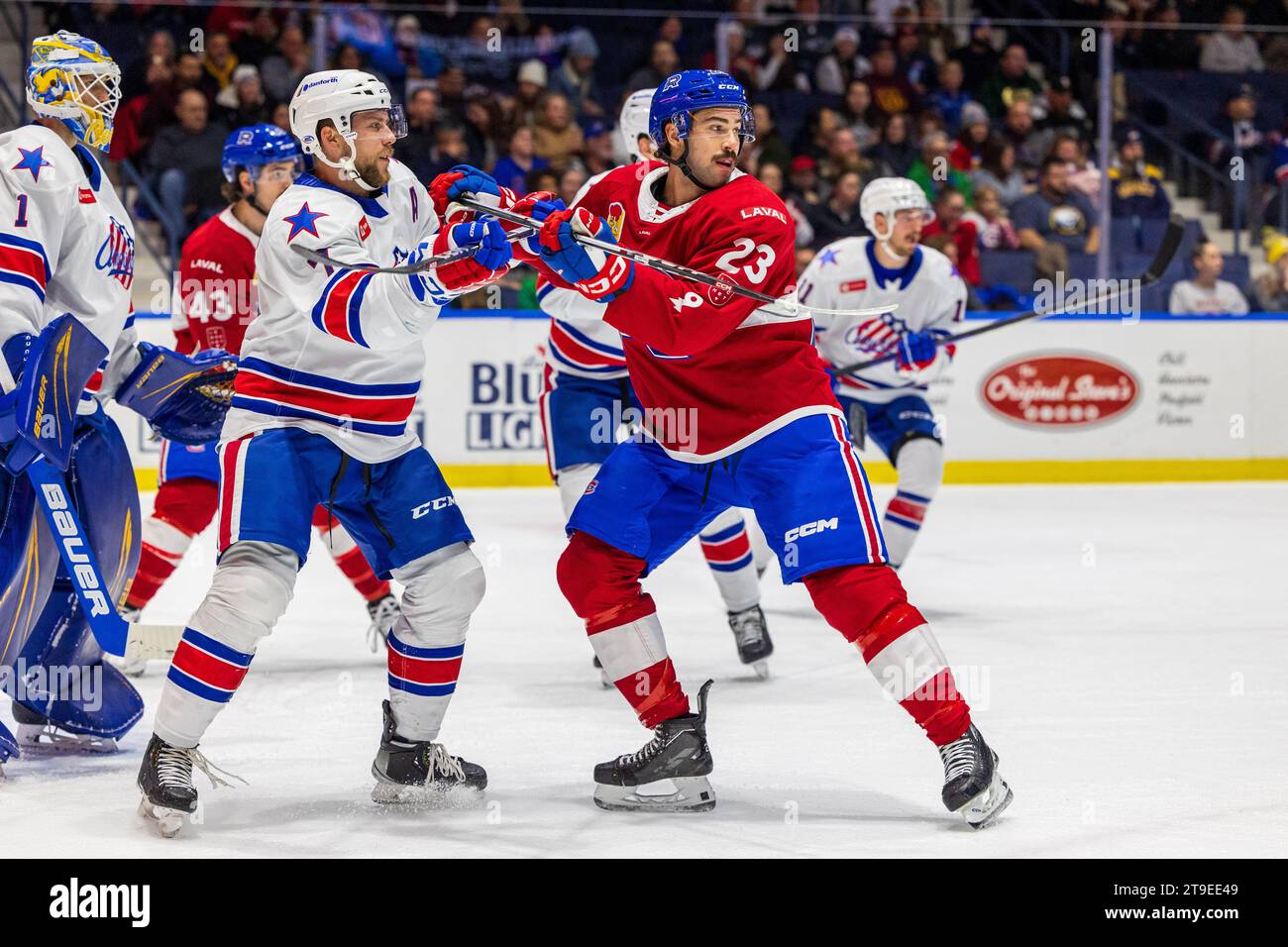Rochester, New York, USA. 24th Nov, 2023. Laval Rocket forward Nolan ...