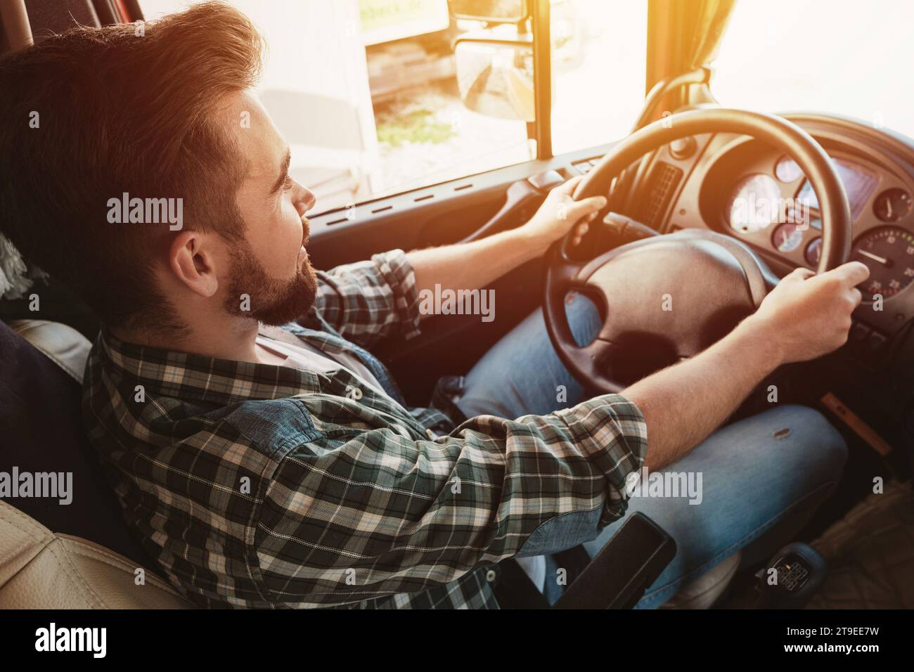 Male lorry driver wheel hi-res stock photography and images - Alamy