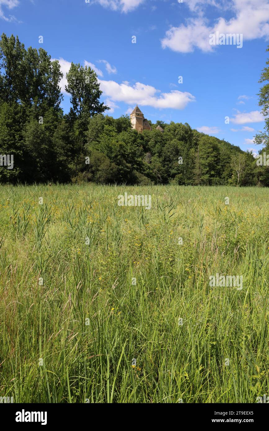 The stream and the Beune valley between the Château de Laussel (here in ...