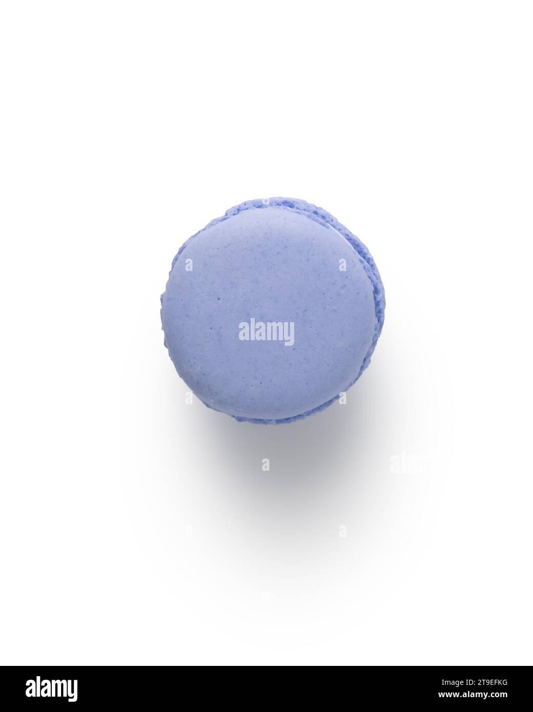 Blue french macaron top view isolated on white background with shadow ...