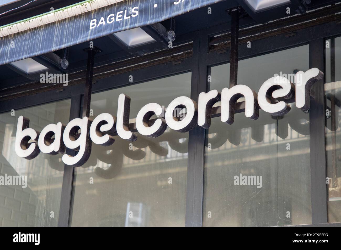 Bordeaux , France - 11 20 2023 : Bagel corner fastfood windows facade ...