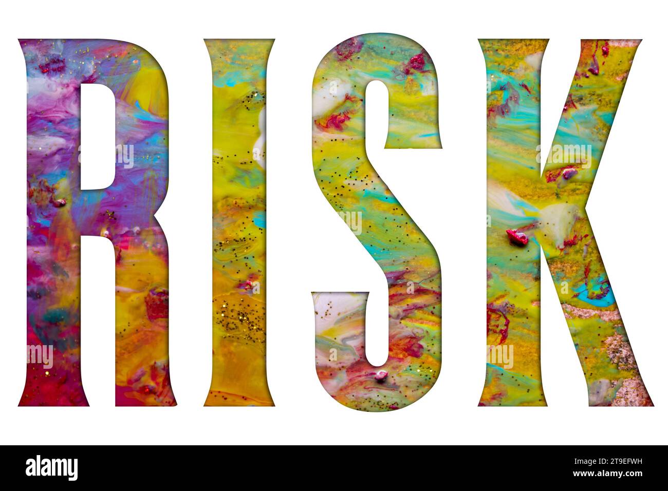 Abstract Natural Luxury art, fluid painting with Risk text, alcohol ink ...