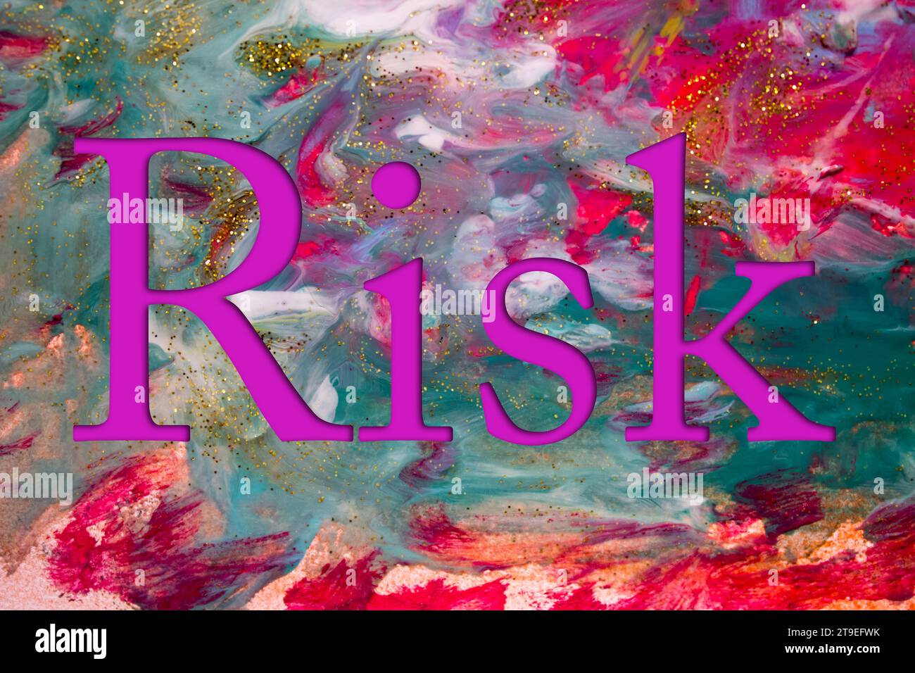 Abstract Natural Luxury art, fluid painting with Risk text, alcohol ink ...