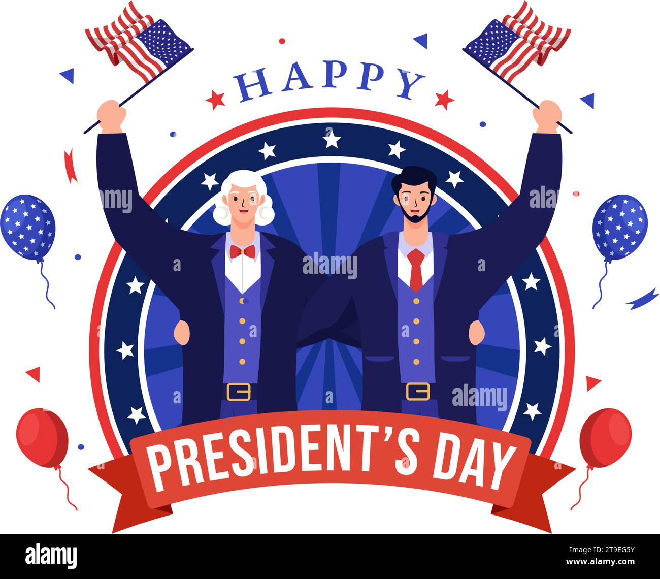 Happy Presidents Day Vector Illustration on 19 February with President ...