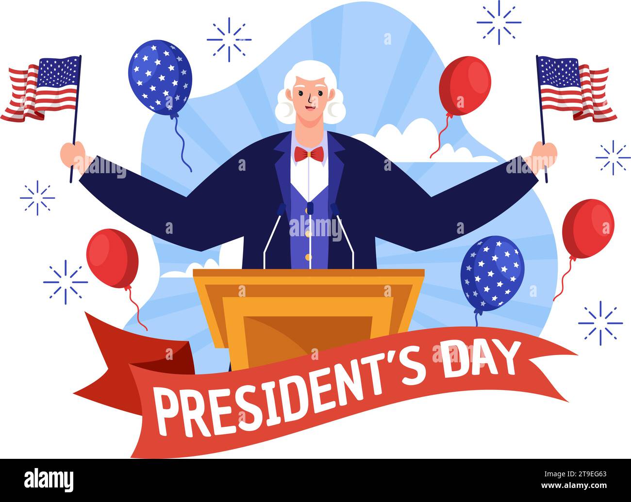 Happy Presidents Day Vector Illustration on 19 February with President ...