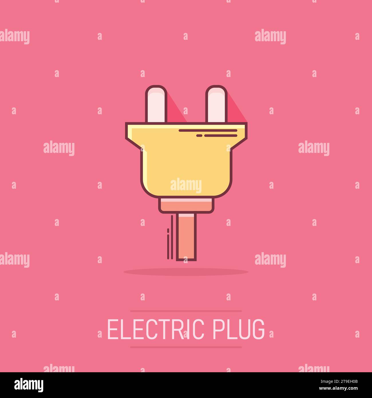 Vector cartoon electric plug sign icon in comic style. Power plug sign ...