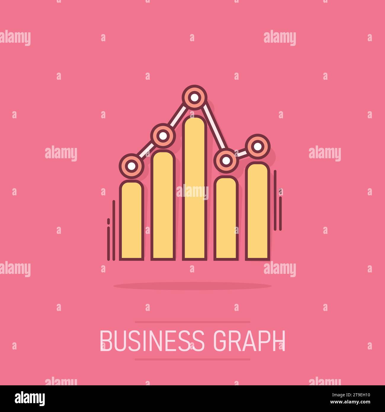 Vector cartoon business graph icon in comic style. Chart sign ...