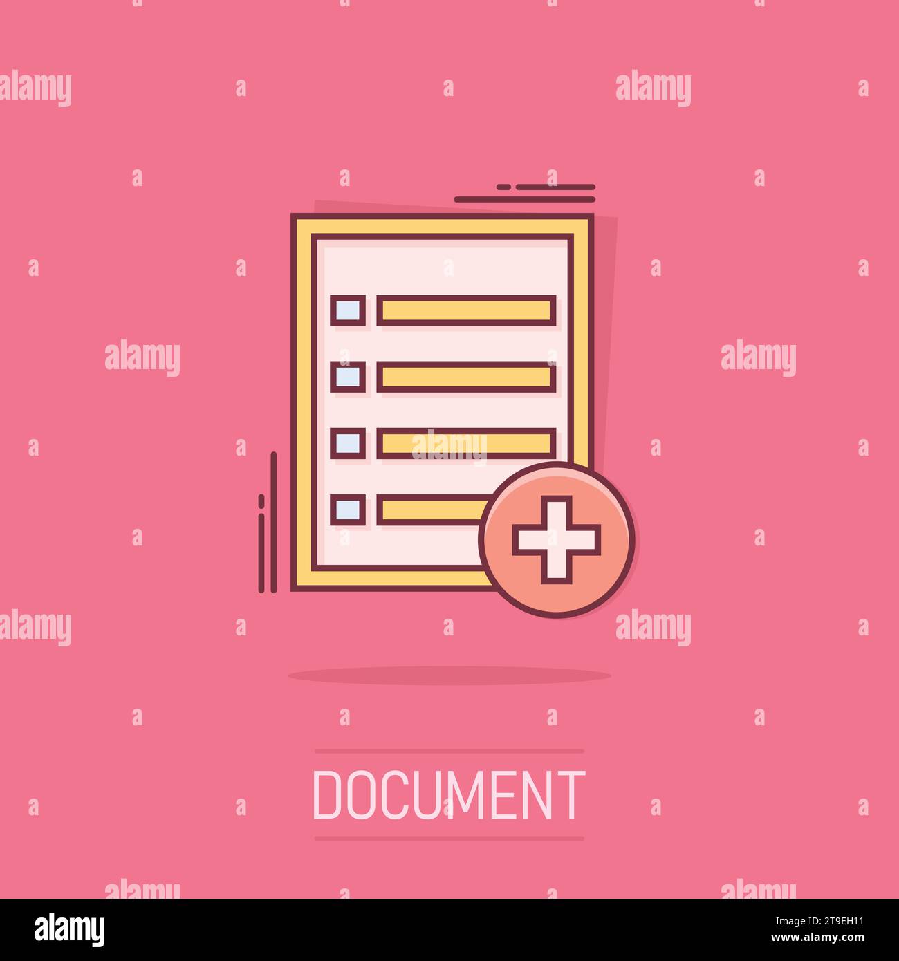 Vector cartoon document icon in comic style. Paper page sign ...
