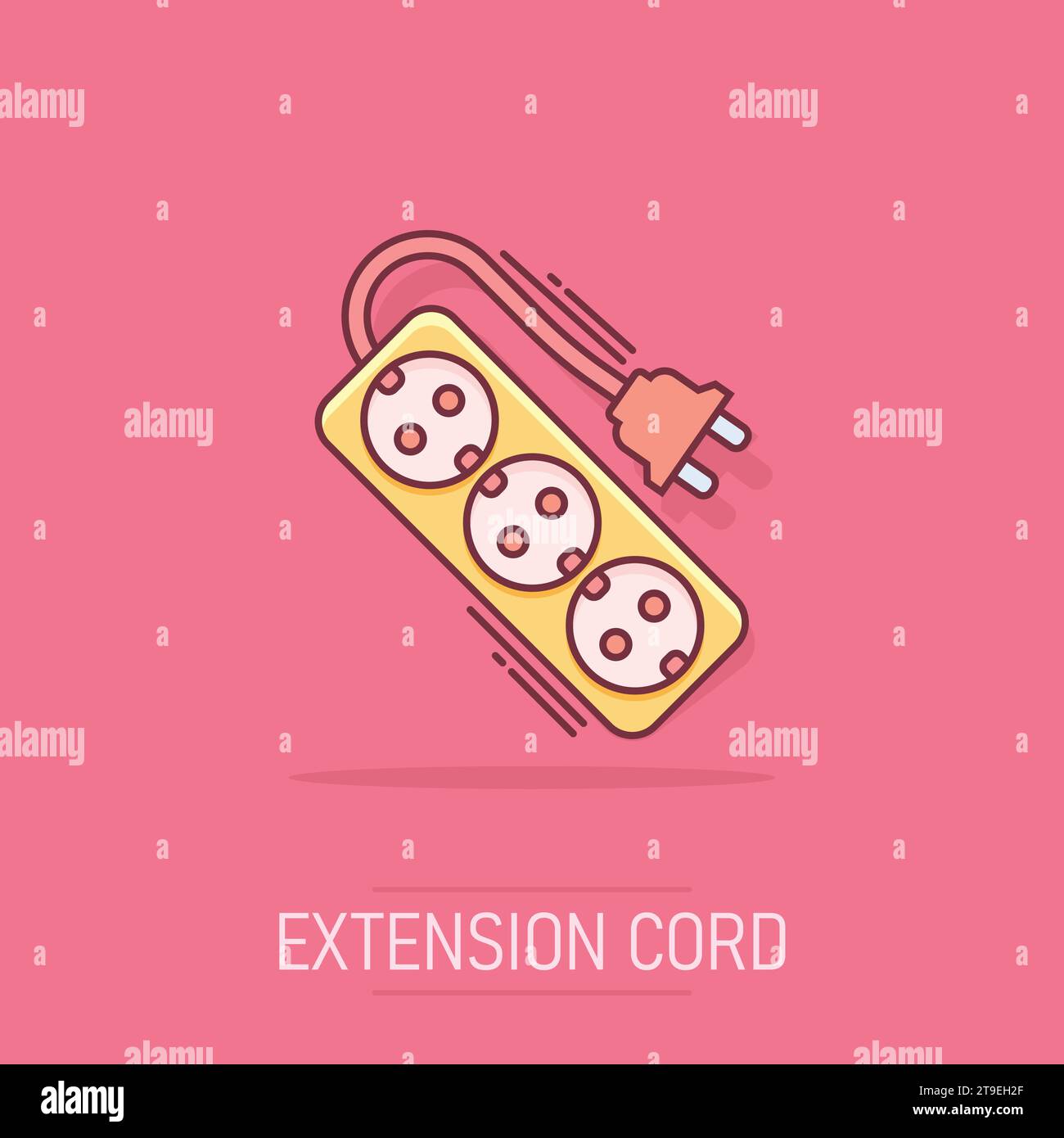 Vector cartoon extension cord sign icon in comic style. Electric power ...
