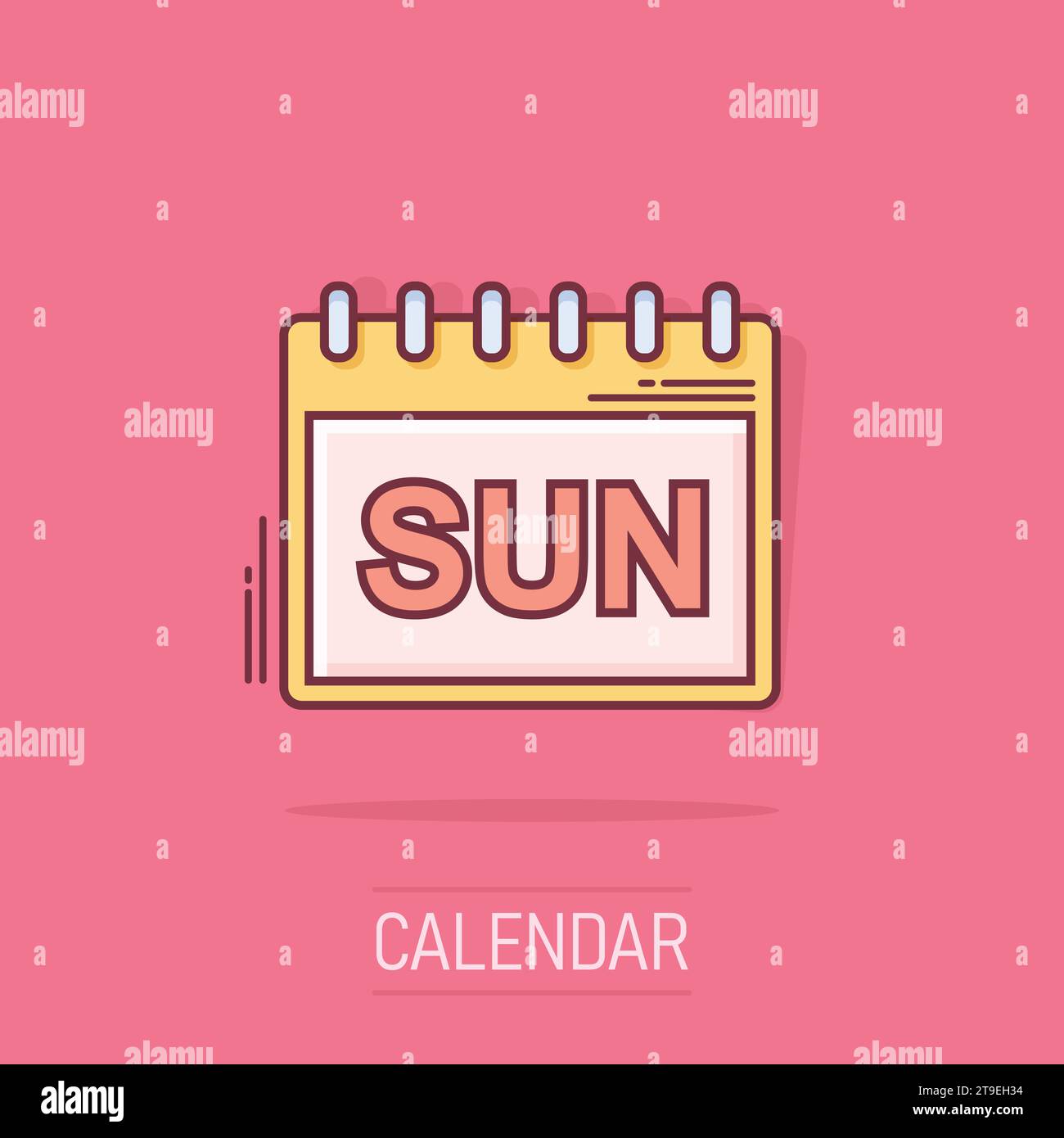 Vector cartoon sunday calendar page icon in comic style. Calendar sign ...