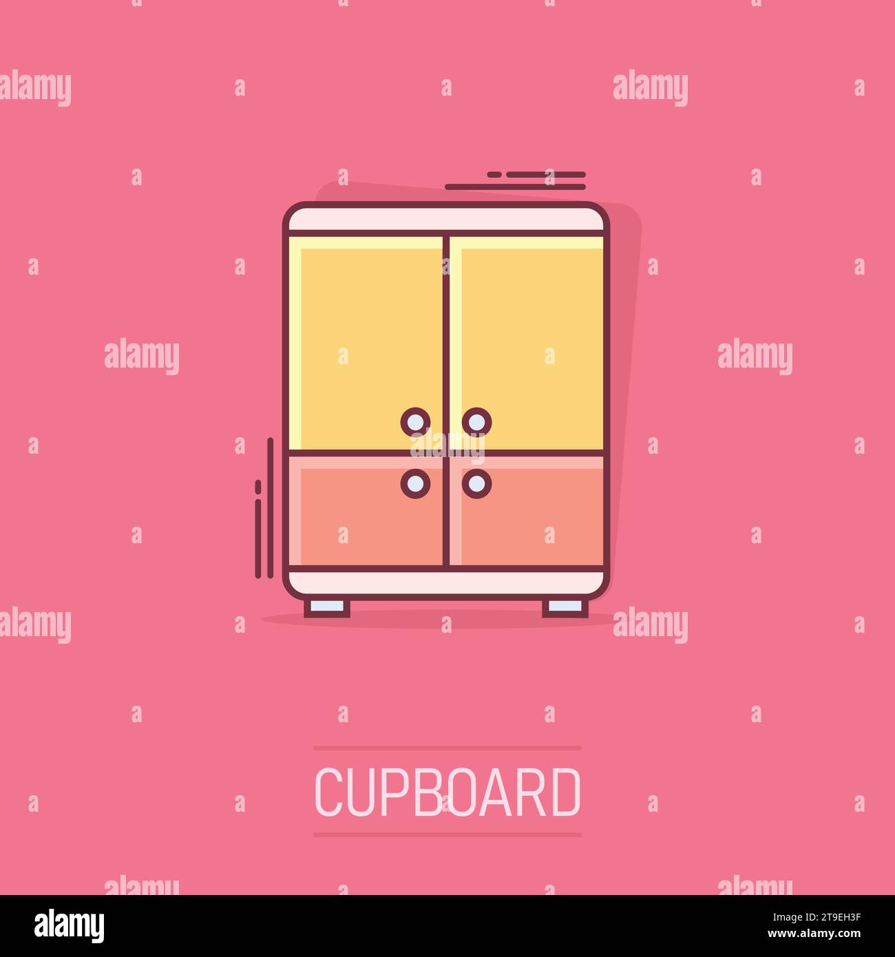 Vector cartoon cupboard icon in comic style. Furniture sign ...