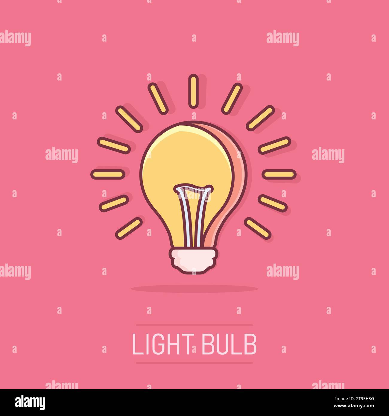 Vector cartoon halogen lightbulb icon in comic style. Light bulb sign ...