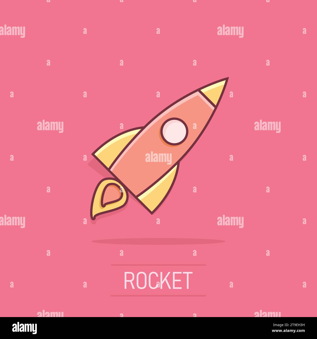 Vector cartoon rocket icon in comic style. Startup launch sign ...