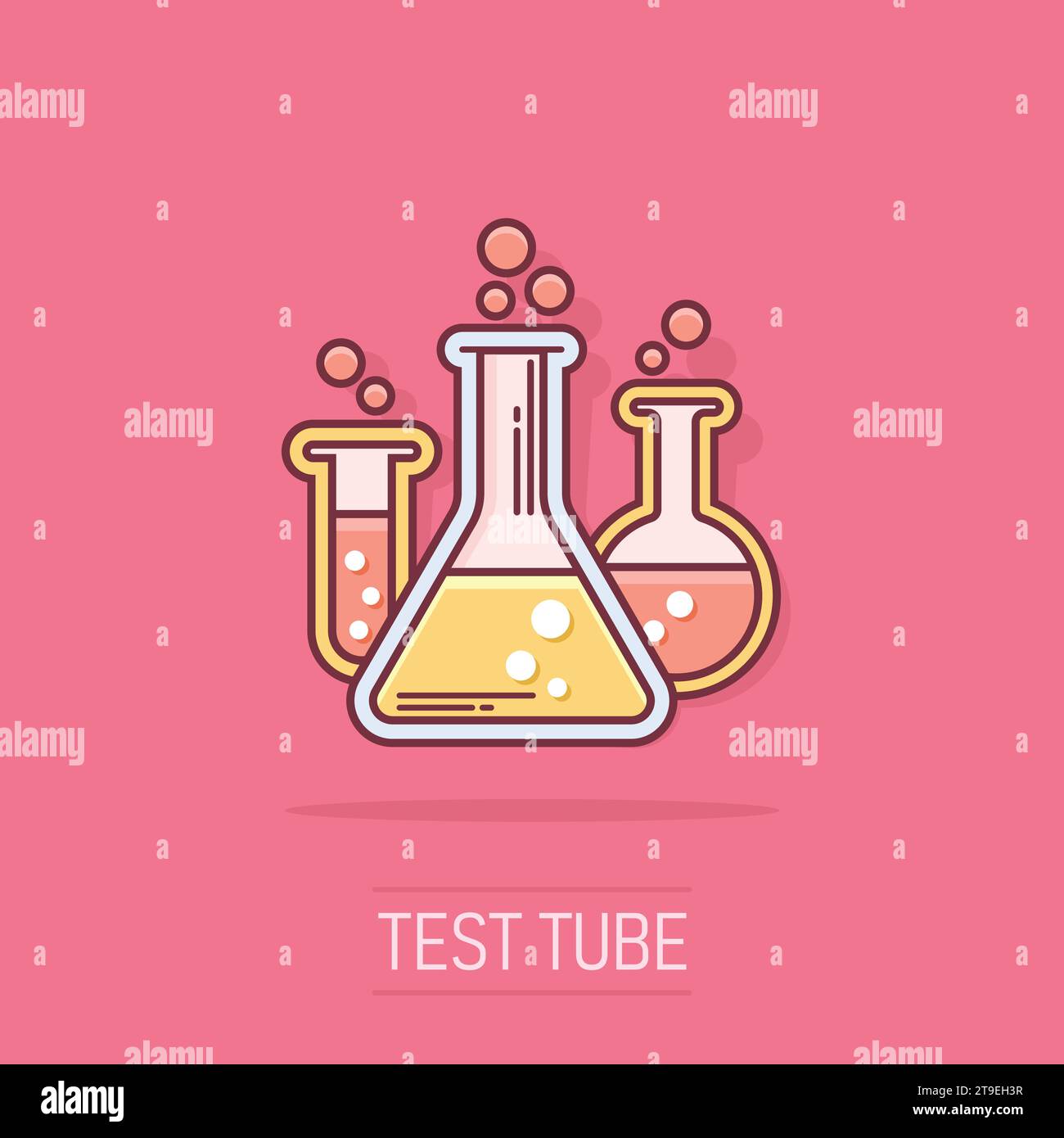 Vector cartoon chemical test tube icon in comic style. Laboratory ...
