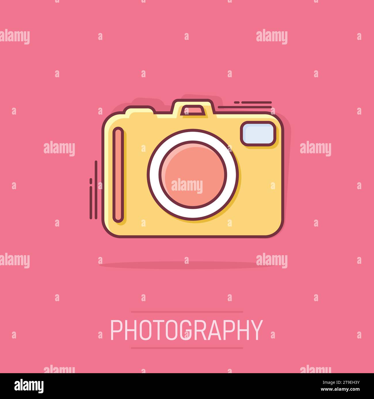 Vector cartoon photo camera icon in comic style. Photographer cam sign ...