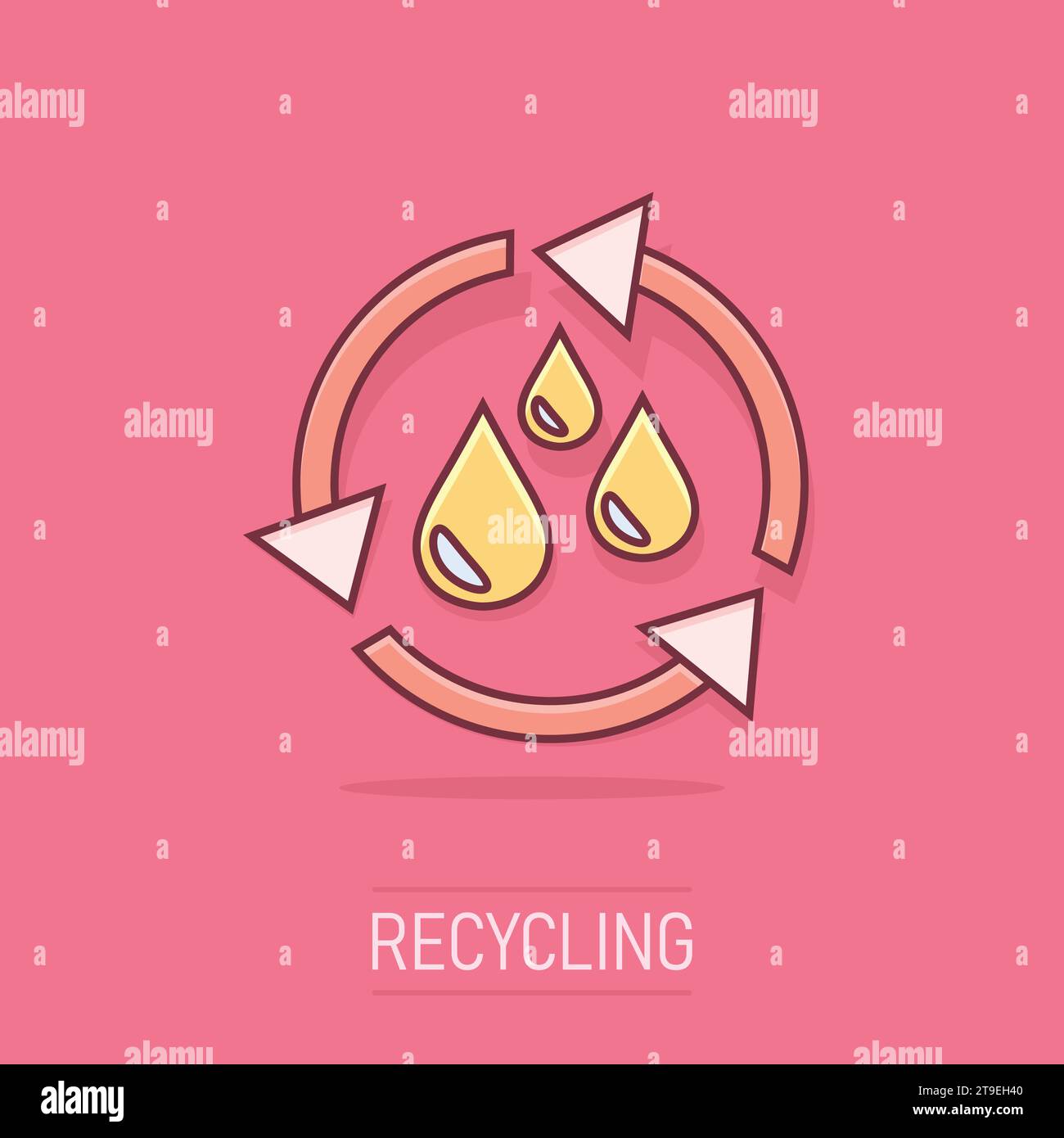 Vector cartoon water cycle icon in comic style. Recycling sign ...