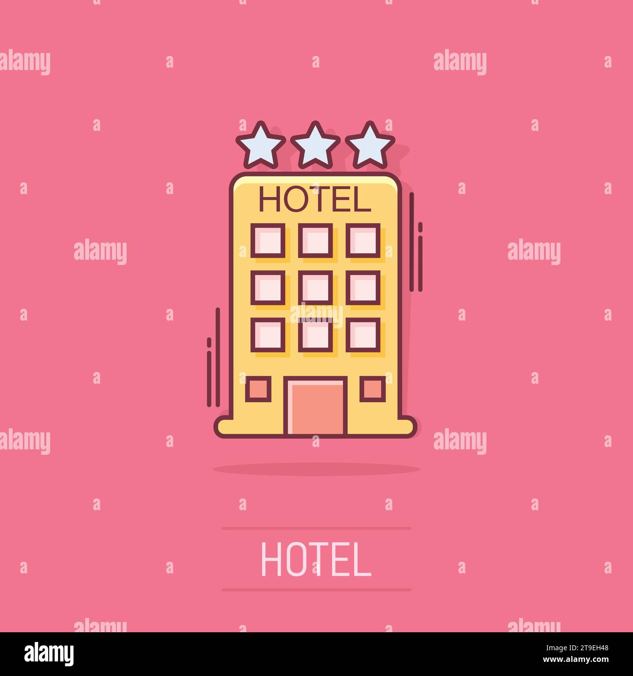 Vector cartoon hotel icon in comic style. Tower sign illustration ...