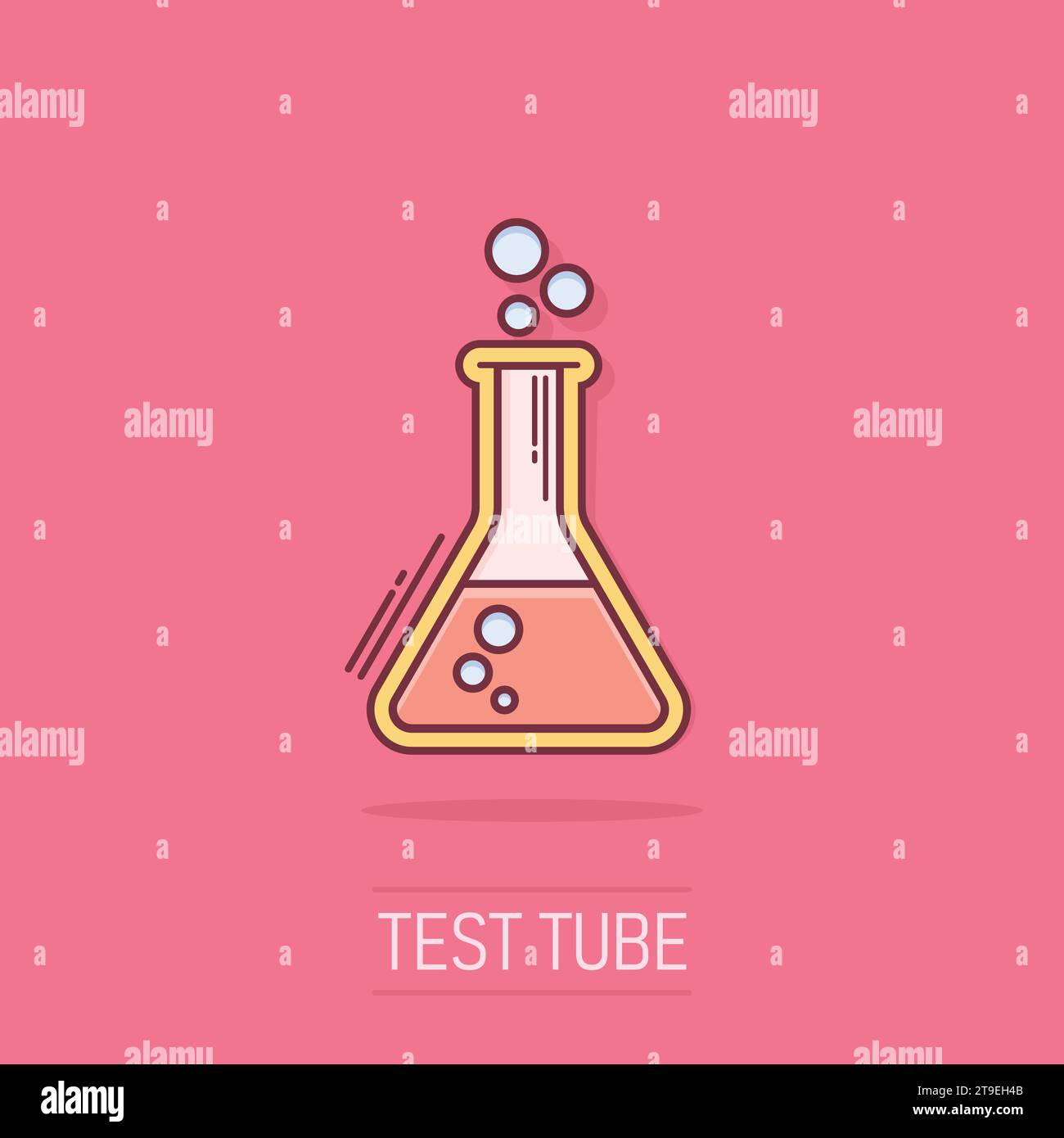 Vector cartoon chemical test tube icon in comic style. Laboratory ...