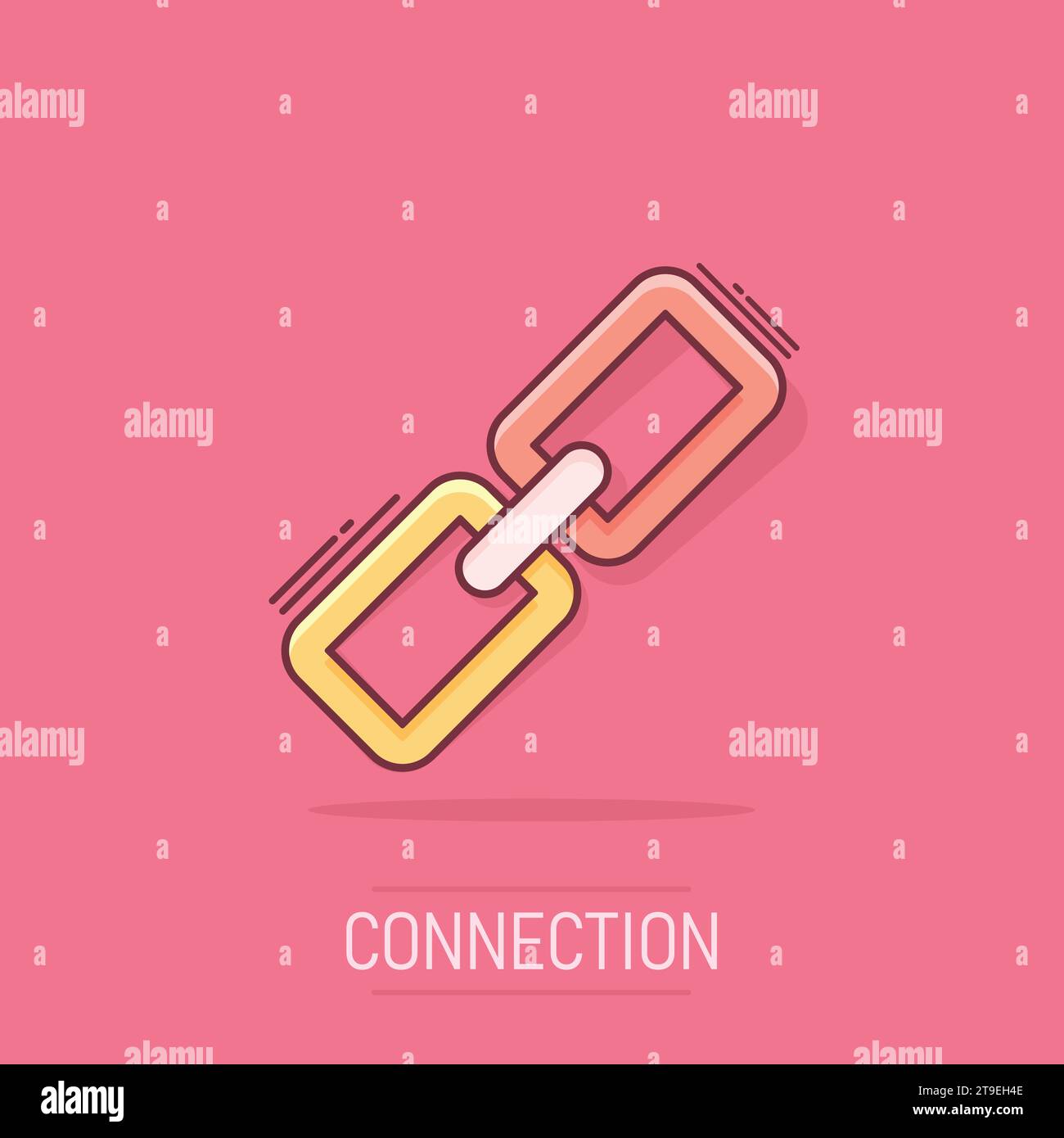Vector cartoon chain icon in comic style. Connection sign illustration ...