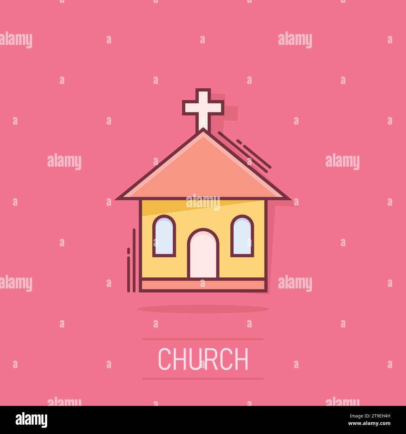 Vector cartoon church sanctuary icon in comic style. Chapel sign ...