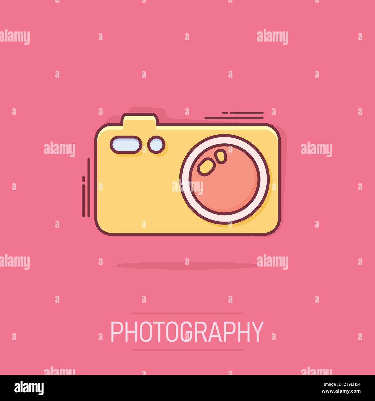Vector cartoon photo camera icon in comic style. Photographer cam sign ...