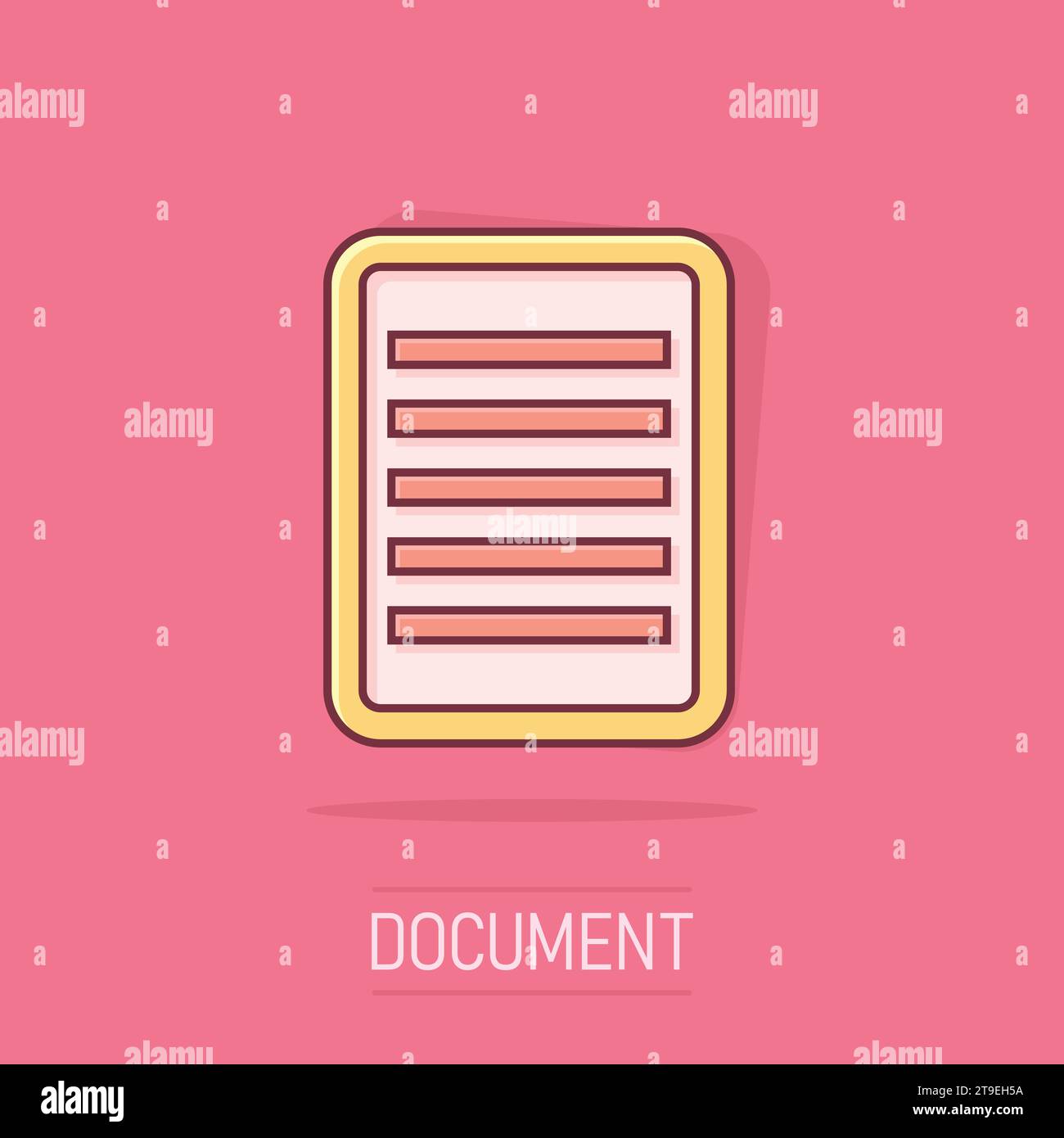 Vector cartoon document icon in comic style. Note sign illustration ...