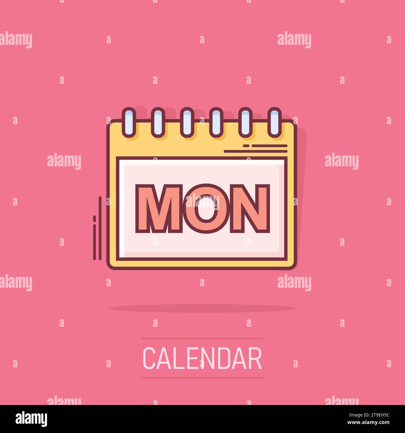 Vector cartoon monday calendar page icon in comic style. Calendar sign ...