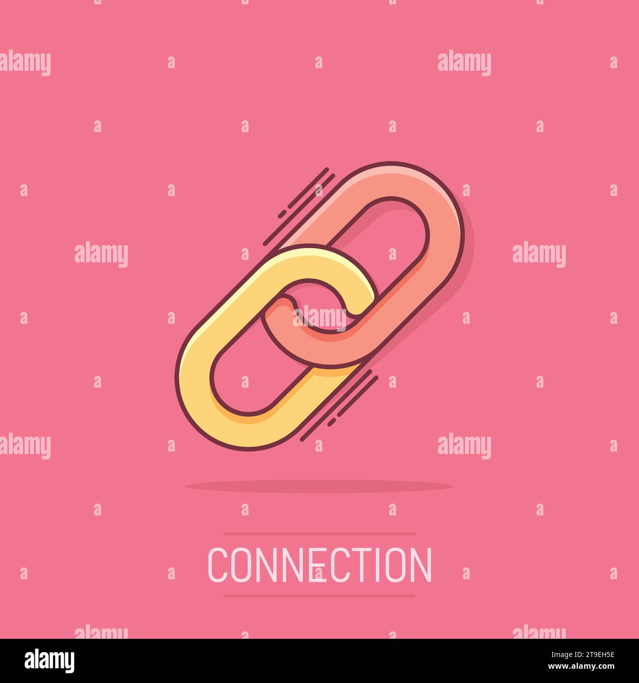 Vector cartoon chain icon in comic style. Connection sign illustration ...