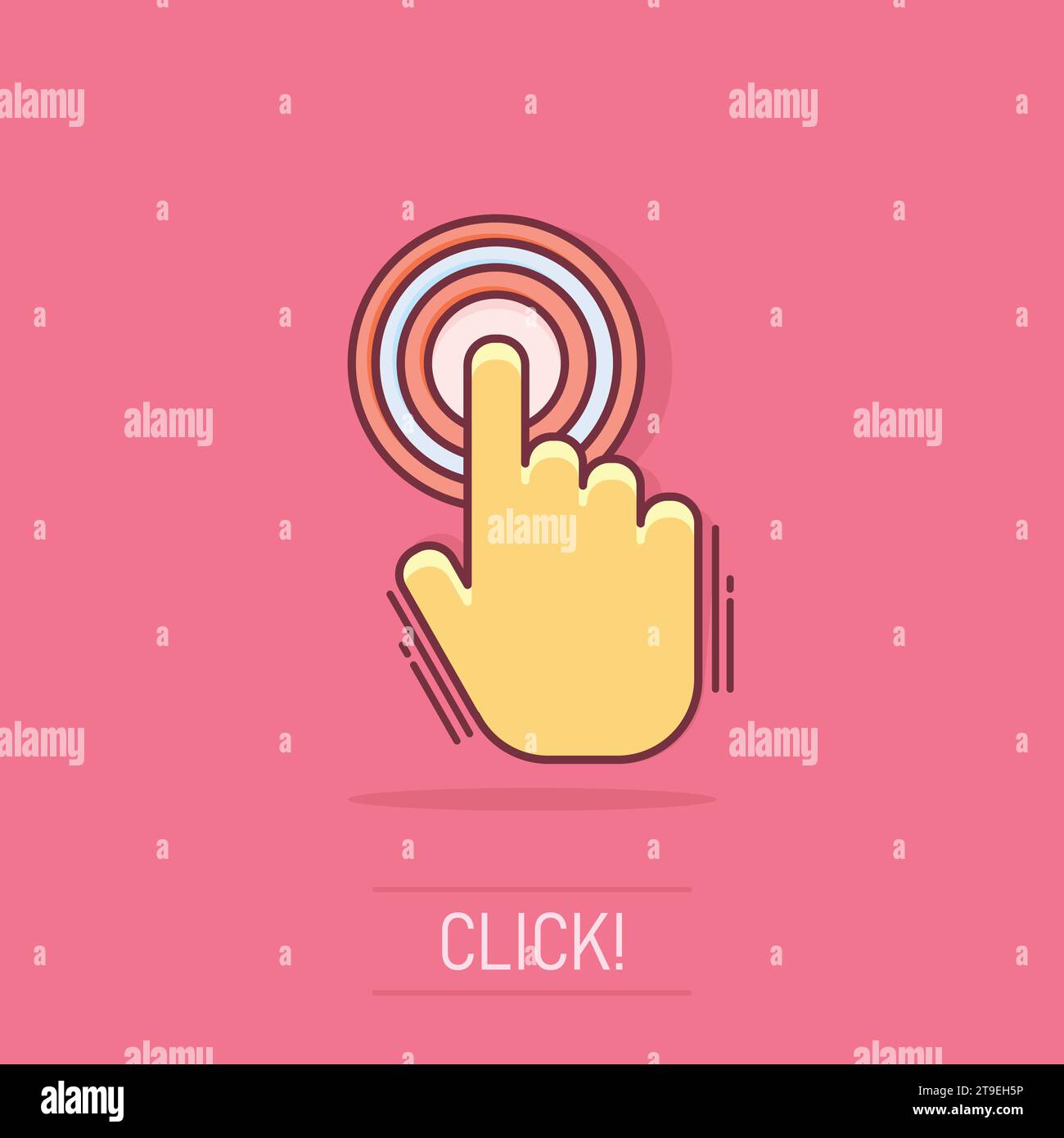 Vector cartoon click hand icon in comic style. Cursor finger sign ...