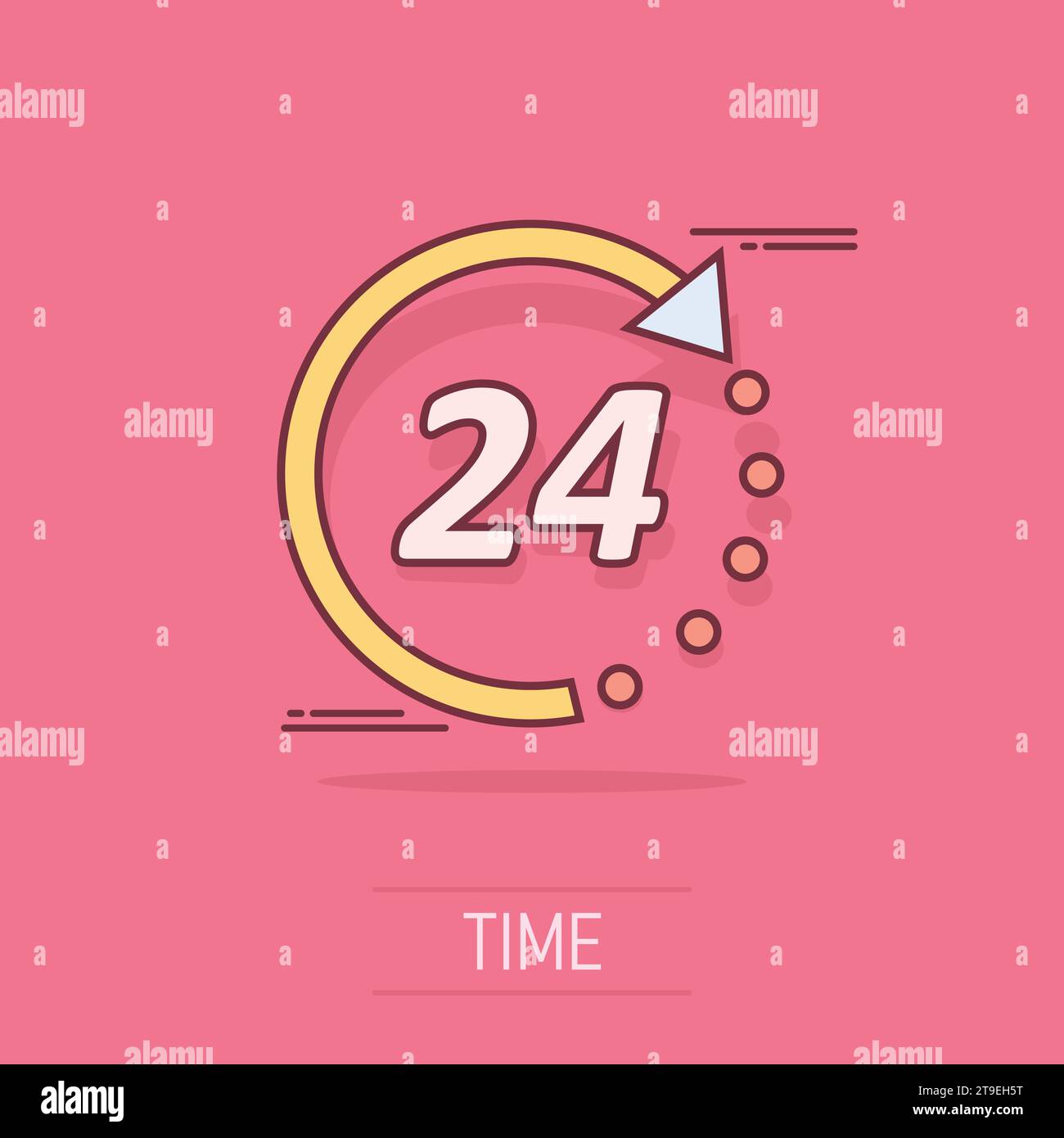 Vector cartoon time icon in comic style. 24 hours sign illustration ...