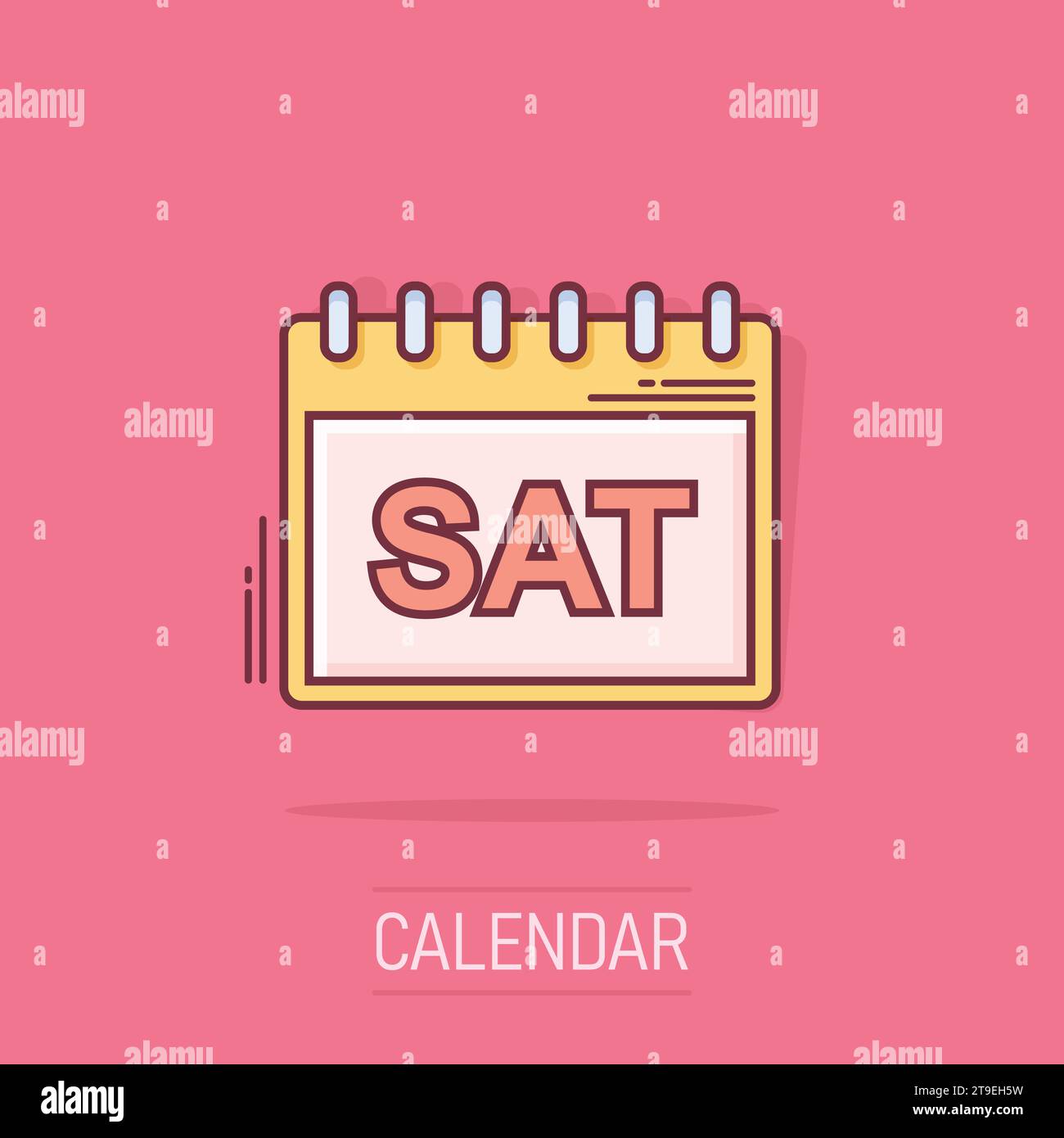 Vector cartoon saturday calendar page icon in comic style. Calendar ...