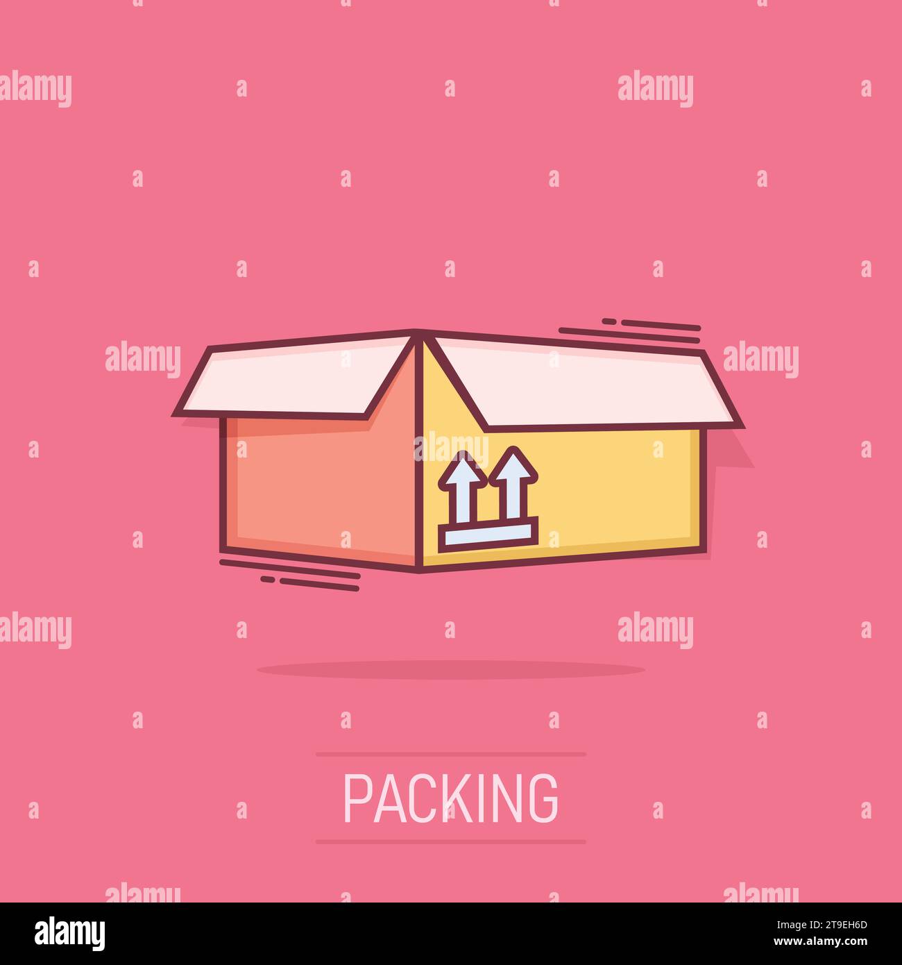 Vector cartoon packaging box icon in comic style. Shipping pack sign ...