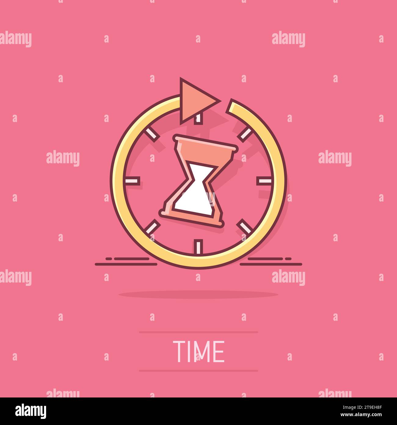 Vector cartoon time icon in comic style. Hourglass sign illustration ...