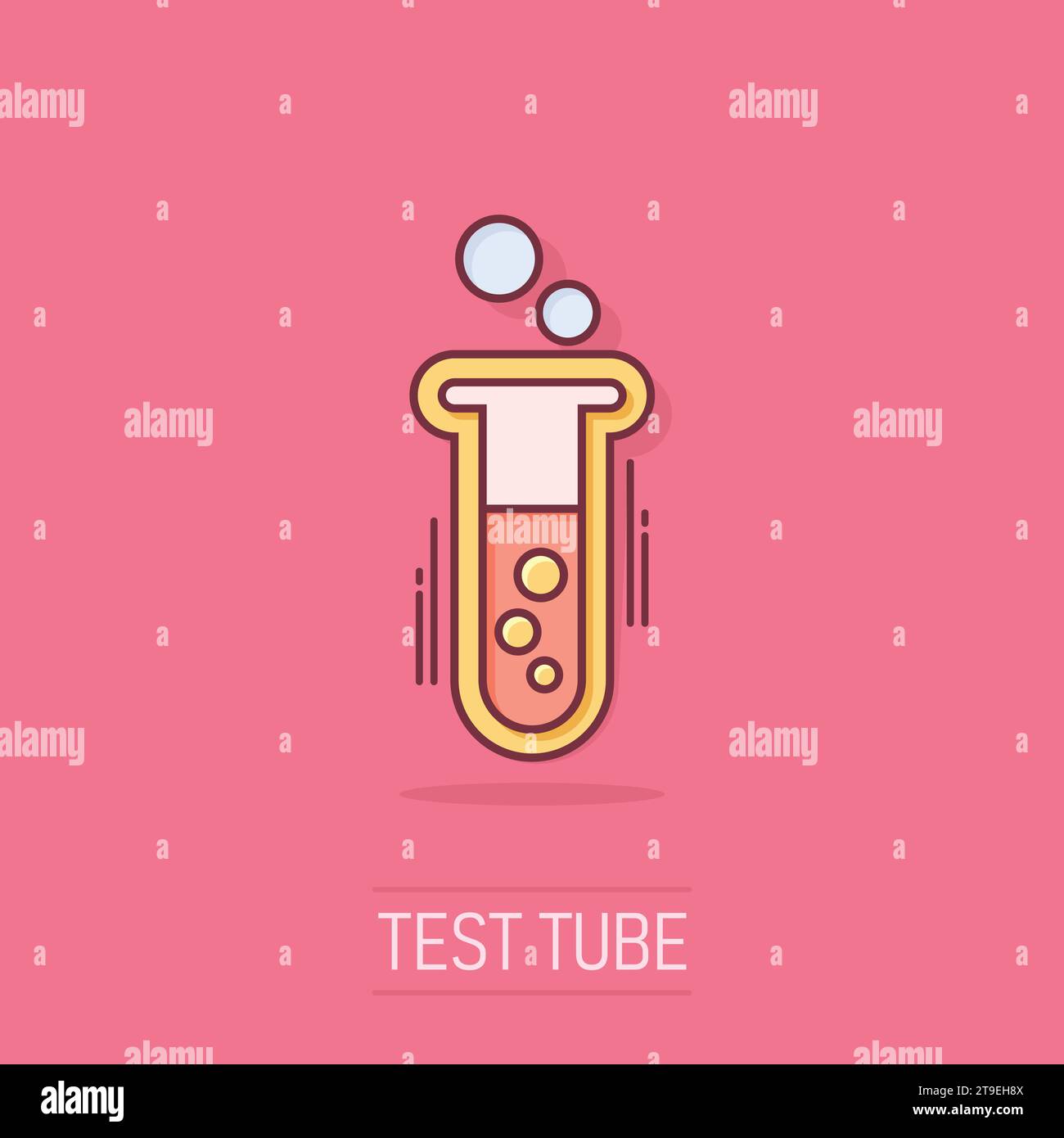 Vector cartoon chemical test tube icon in comic style. Laboratory ...