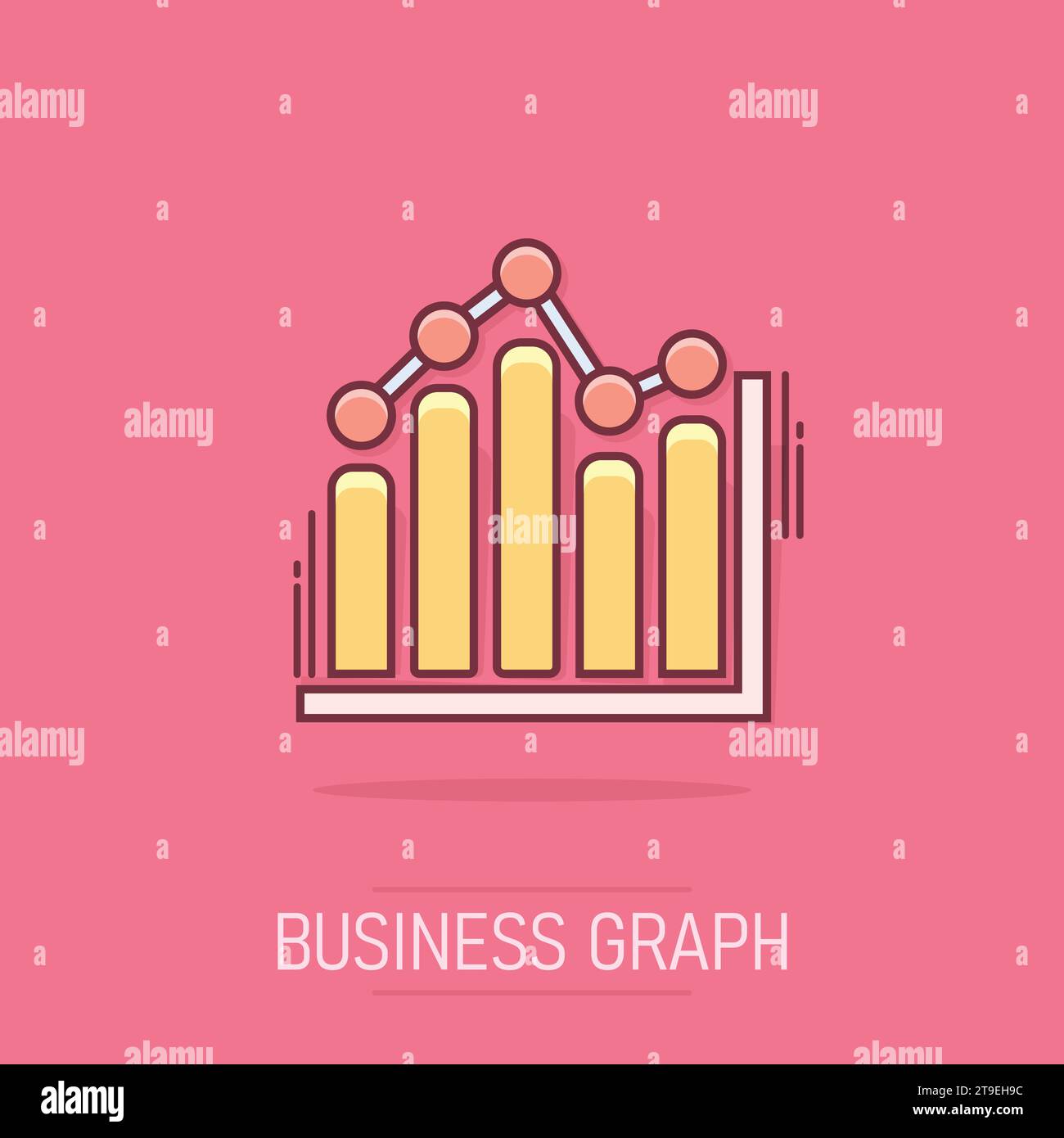 Vector cartoon business graph icon in comic style. Chart sign ...