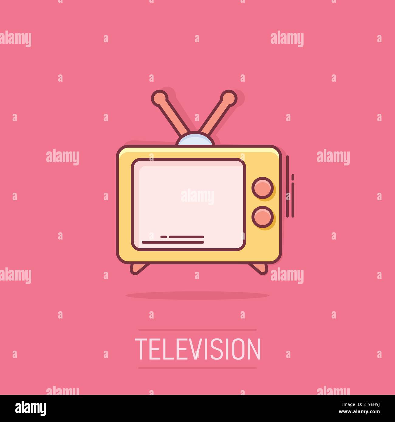 Vector cartoon Tv icon in comic style. Television sign illustration ...