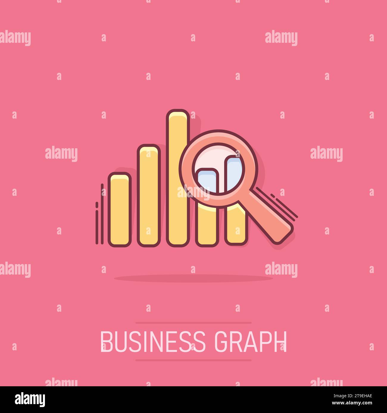 Vector cartoon business graph icon in comic style. Chart sign ...