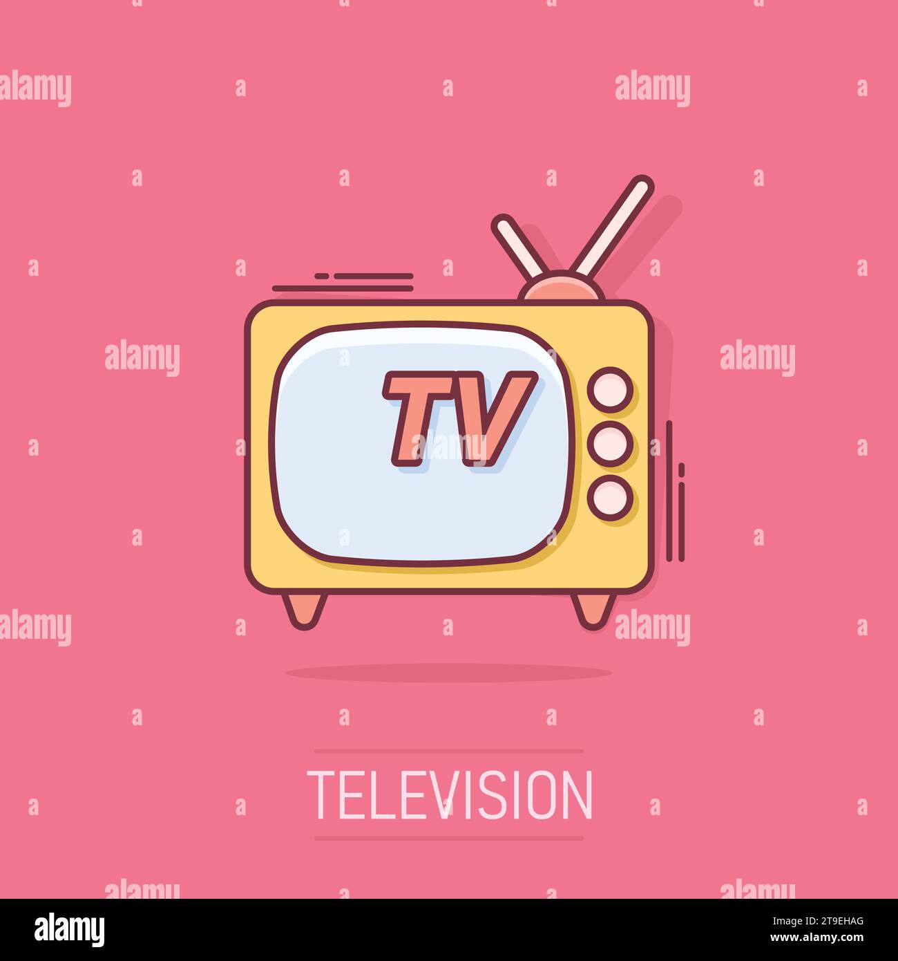 Vector cartoon Tv icon in comic style. Television sign illustration ...