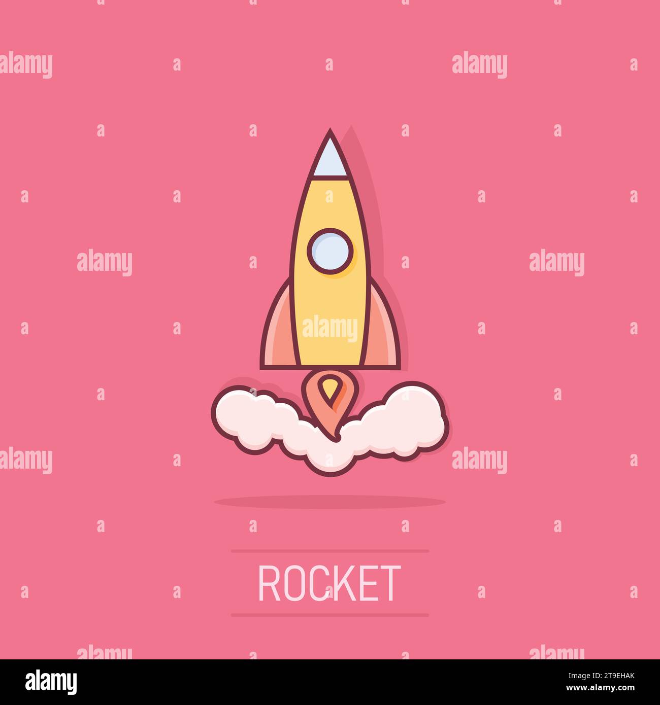Vector cartoon rocket icon in comic style. Startup launch sign ...