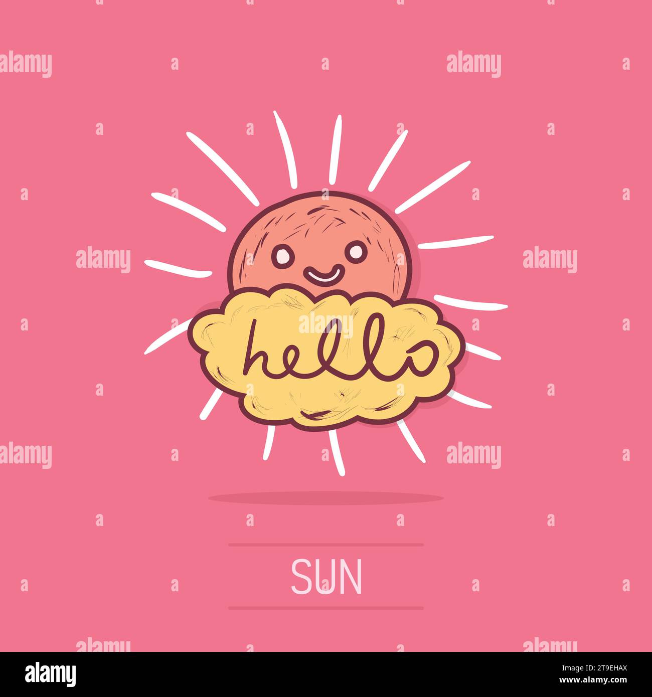 Hello summer hand drawn chalk sun icons. Vector illustration isolated ...