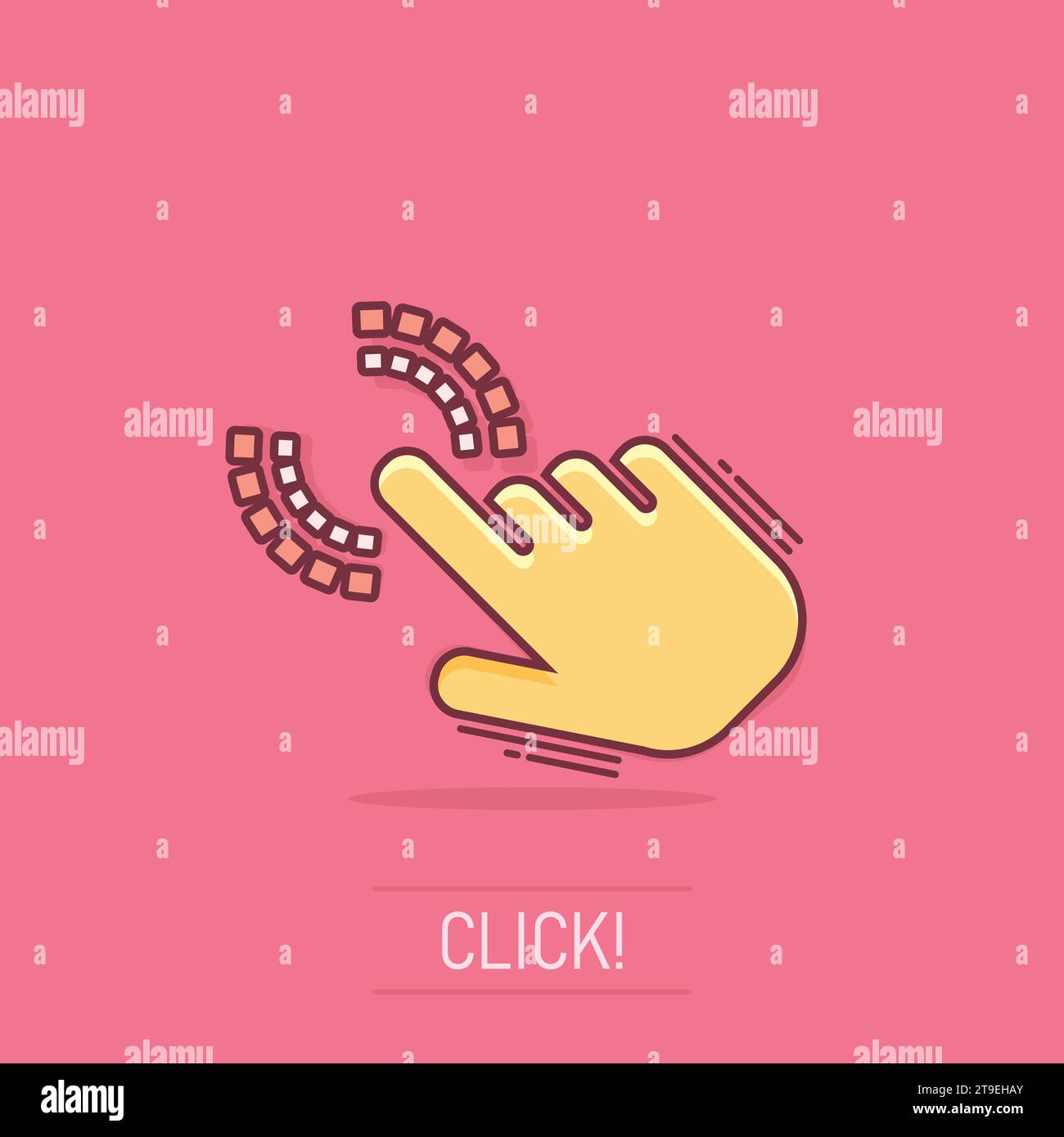 Vector cartoon click hand icon in comic style. Cursor finger sign ...