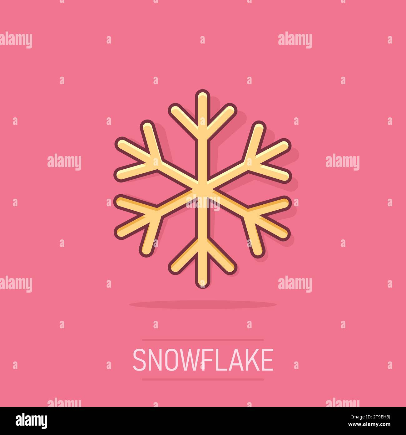 Vector cartoon snowflake icon in comic style. Winter sign illustration ...