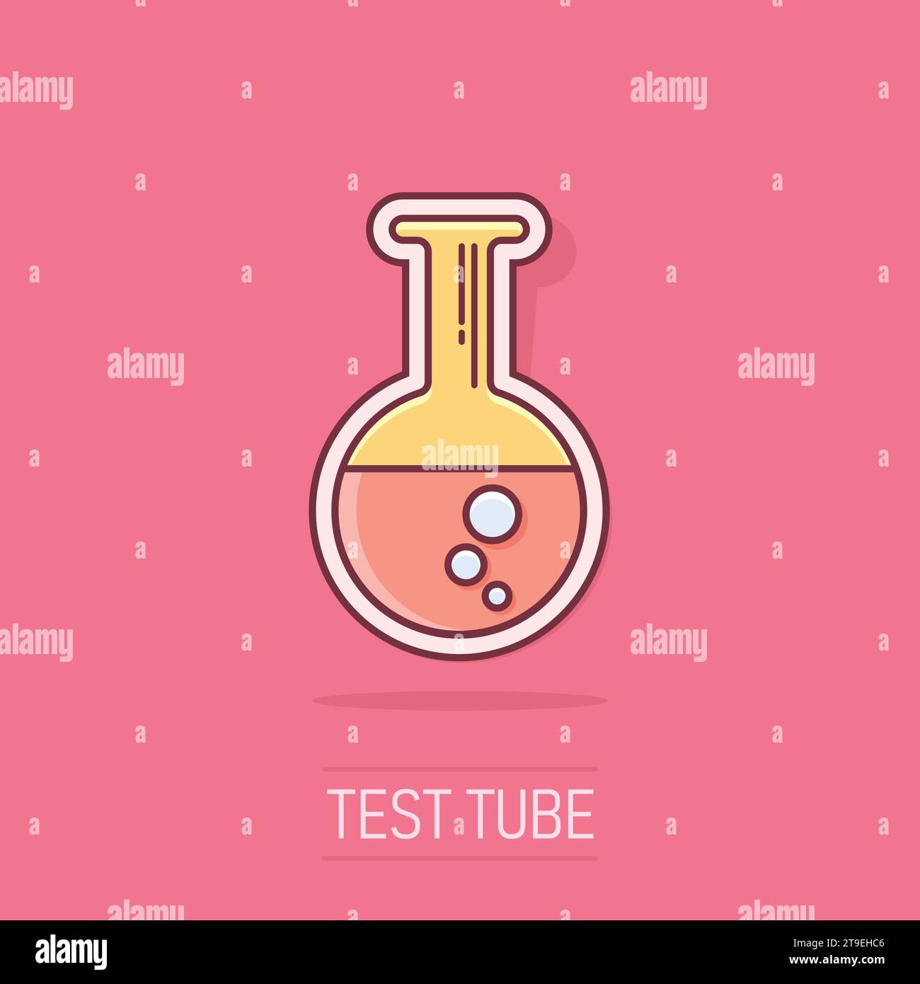 Vector cartoon chemical test tube icon in comic style. Laboratory ...