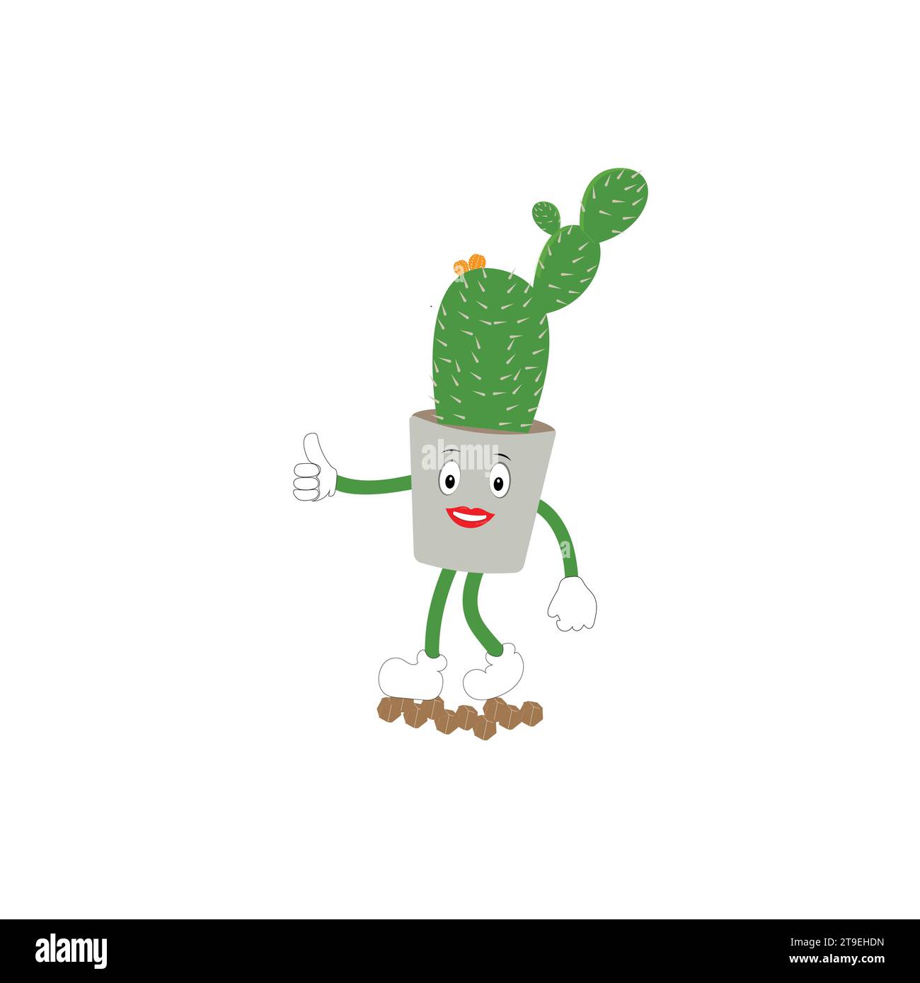 Cactus character. Vector illustration. Vector color sticker for teen ...