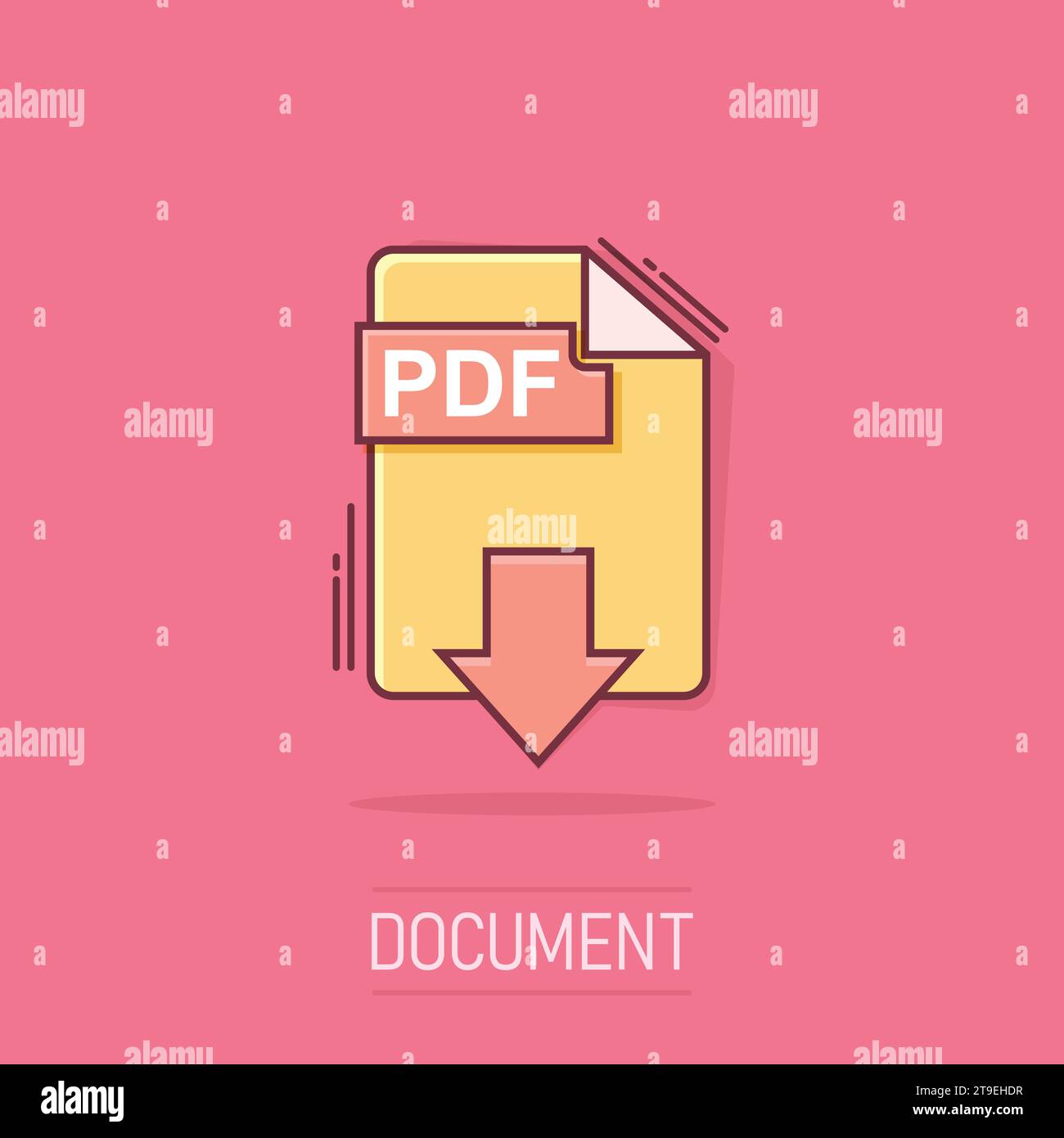 Vector cartoon PDF download icon in comic style. PDF format sign ...